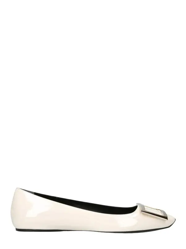 ROGER VIVIER Patent Trompette Ballet Flats - Ivory