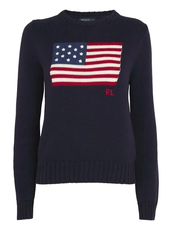 Polo Ralph Lauren American Flag Cotton Sweater - Navy