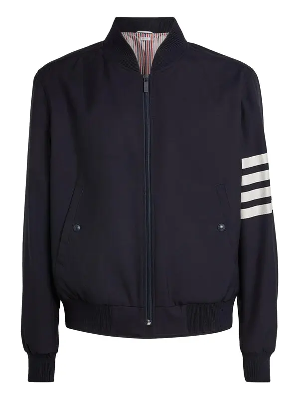 Thom Browne Wool 4-bar Stripe Bomber Jacket - Navy