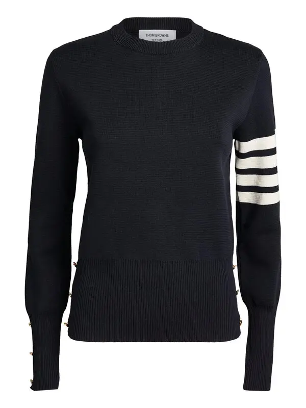 Thom Browne 4-bar Crew Neck Sweater - Navy