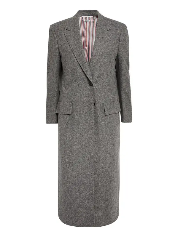 Thom Browne Wide-lapel Overcoat - Grey