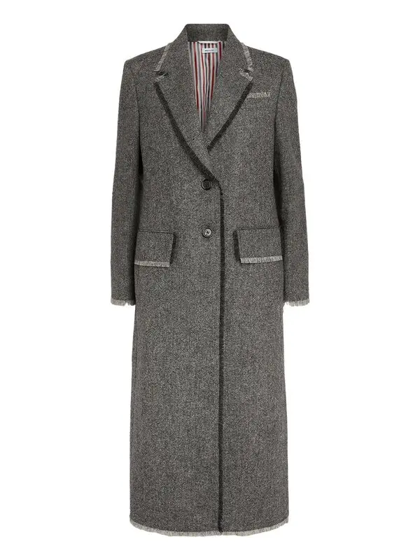 Thom Browne Wide Lapel Overcoat - Grey