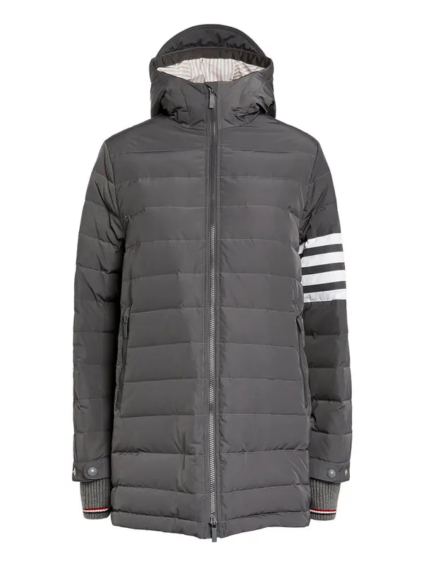Thom Browne Down Puffer Jacket With Signature Stripes - Grey