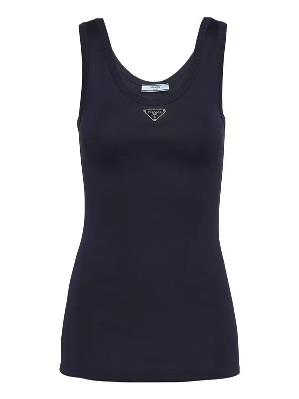 Prada Ribbed Triangle Tank Top - Blue