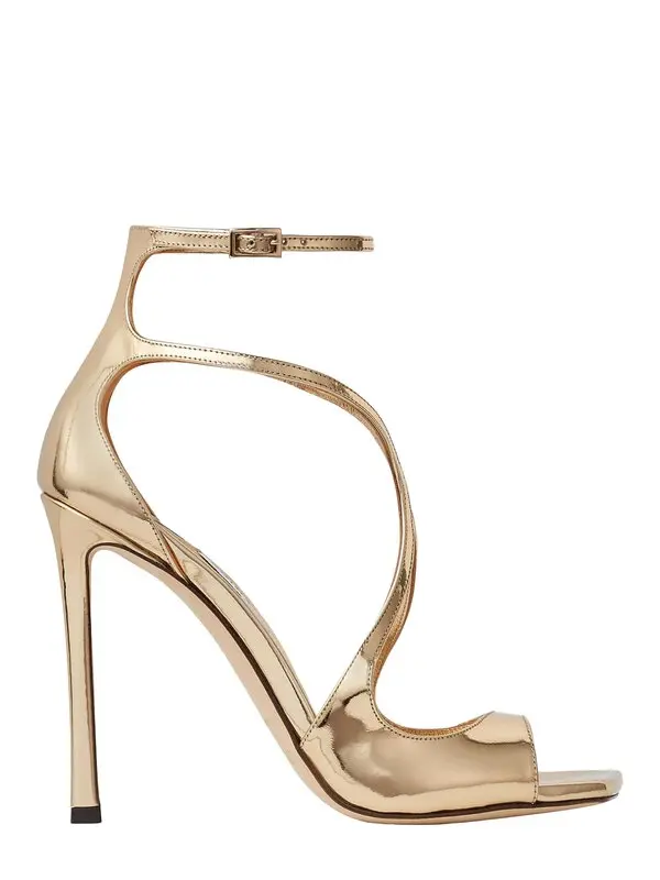 JIMMY CHOO Azia 110 Metallic Leather Sandals - Gold