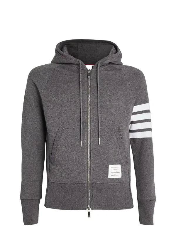 Thom Browne Four-stripe Zip-up Hoodie - Grey