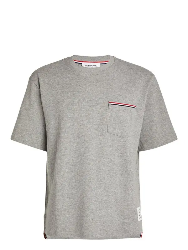 Thom Browne Oversized Tricolour Pocket T-shirt - Grey