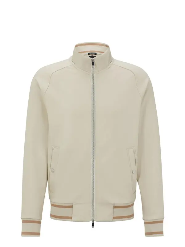 BOSS Striped T-smith Zip-up Sweatshirt - Beige