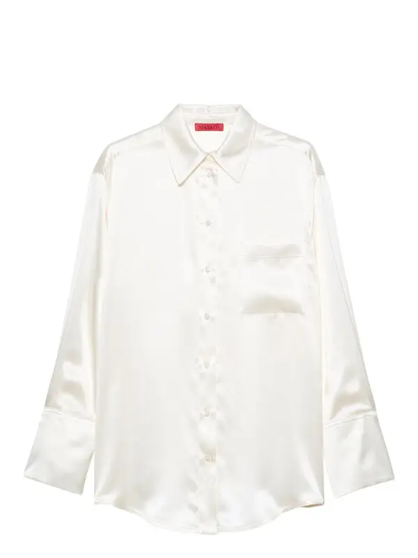 Max & Co. Pure Silk Shirt With Classic Collar - White