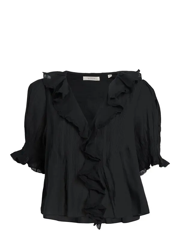 DÔEN Organic Cotton Eyelet Embroidered Blouse - Black