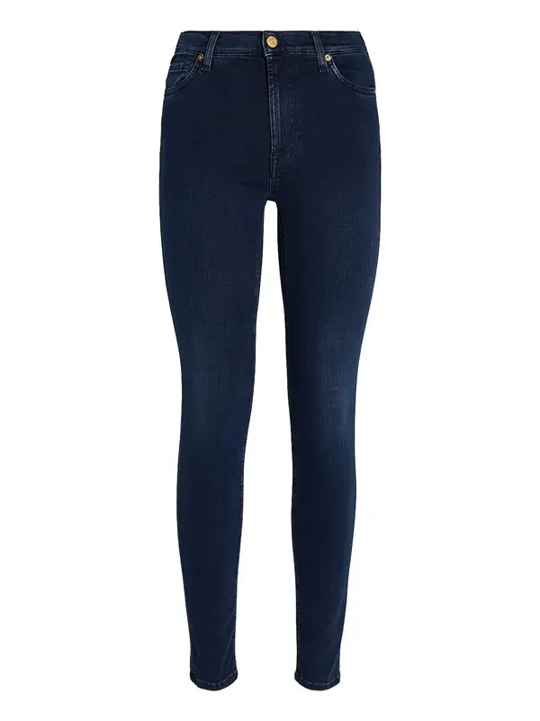 7 For All Mankind Slim Illusion Luxe High-rise Skinny Jeans - Navy