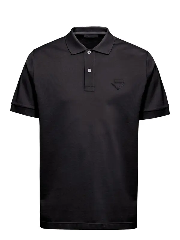 Prada Cotton Piqué Polo Shirt - Black