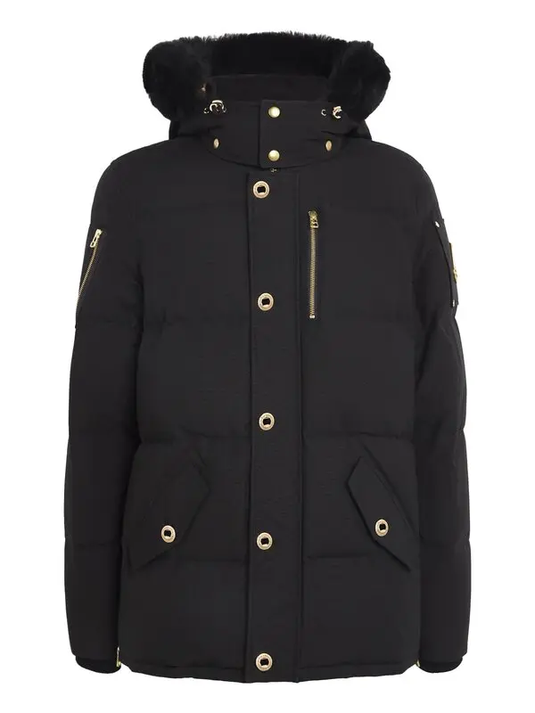 Moose Knuckles 3q Down Jacket With Fur Trimmed Hood - Black
