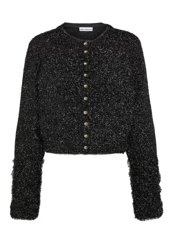 Rabanne Cropped Cardigan With Buttoned Front - Black