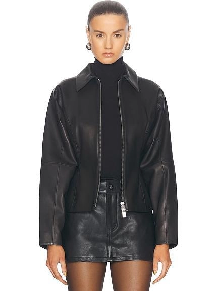 THE SEI Fitted Leather Jacket - Black