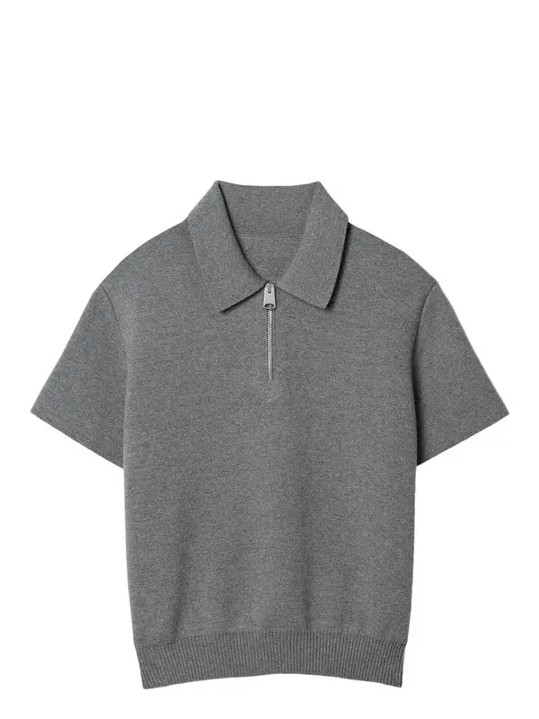 Khaite Gulliame Wool-blend Polo Top - Gray
