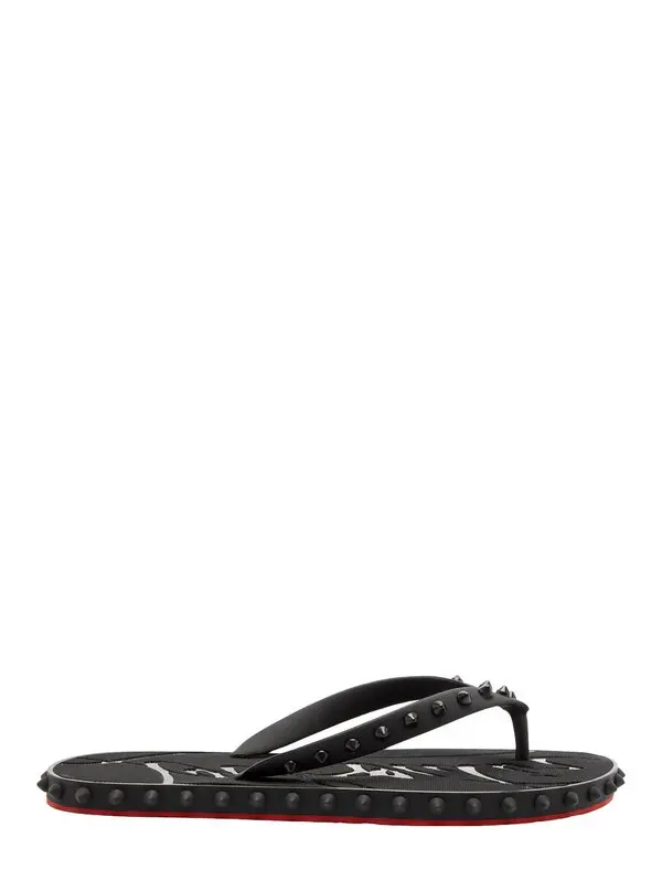 CHRISTIAN LOUBOUTIN Super Loubi Embellished Rubber Flip Flops - Black