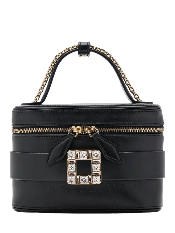 ROGER VIVIER Crystal-buckle Leather Vanity Micro Bag - Black