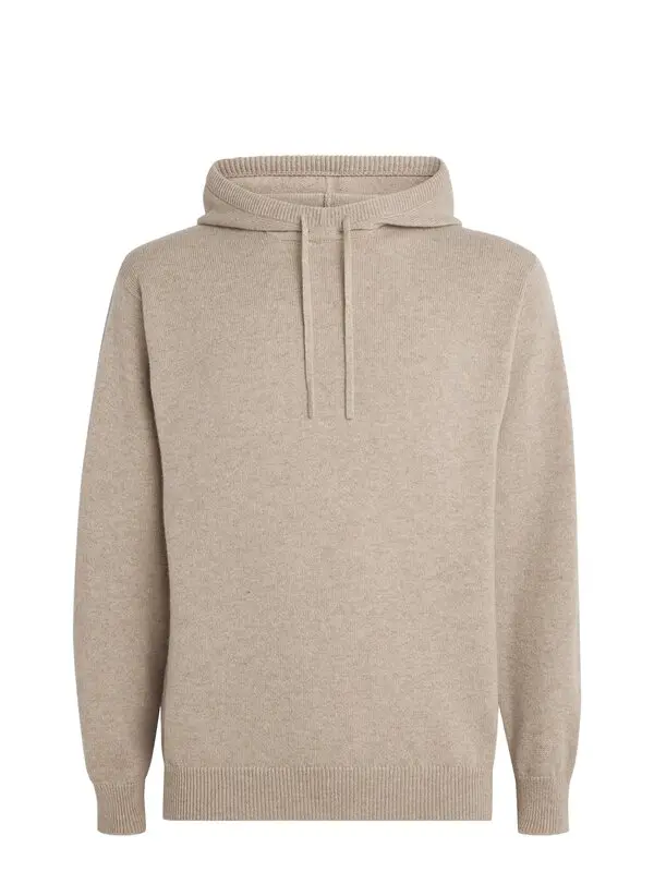 Harrods Cashmere Hoodie With Drawstring - Beige