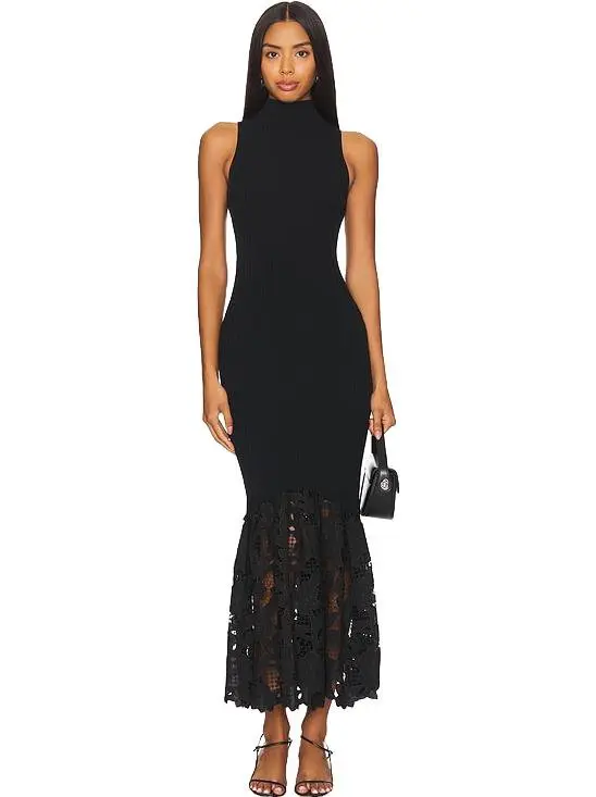 Saylor Rhiannon Fishtail Hem Dress - Black