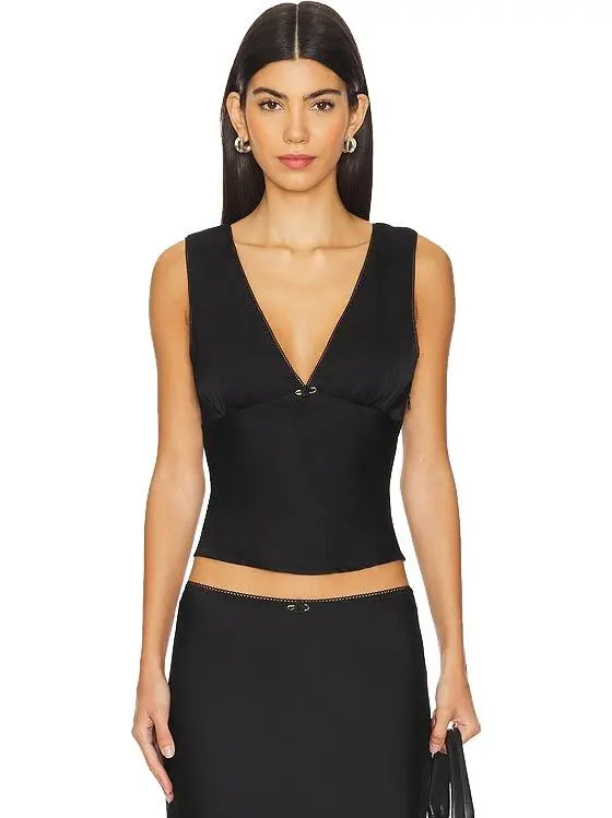 NIA Celia Top With Rosette Embellishment - Black