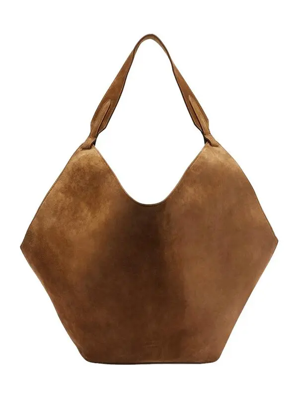 Khaite Lotus Medium Suede Tote Bag - Brown