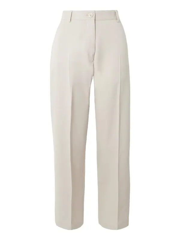 Purdey Cotton And Wool-blend Twill Straight-leg Pants - Gray