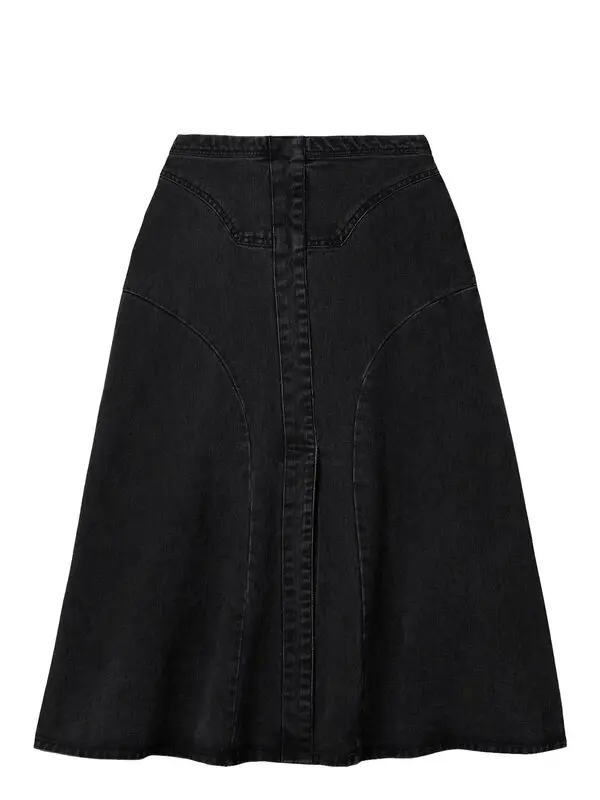 Sea Cornella Paneled Denim Midi Skirt - Black