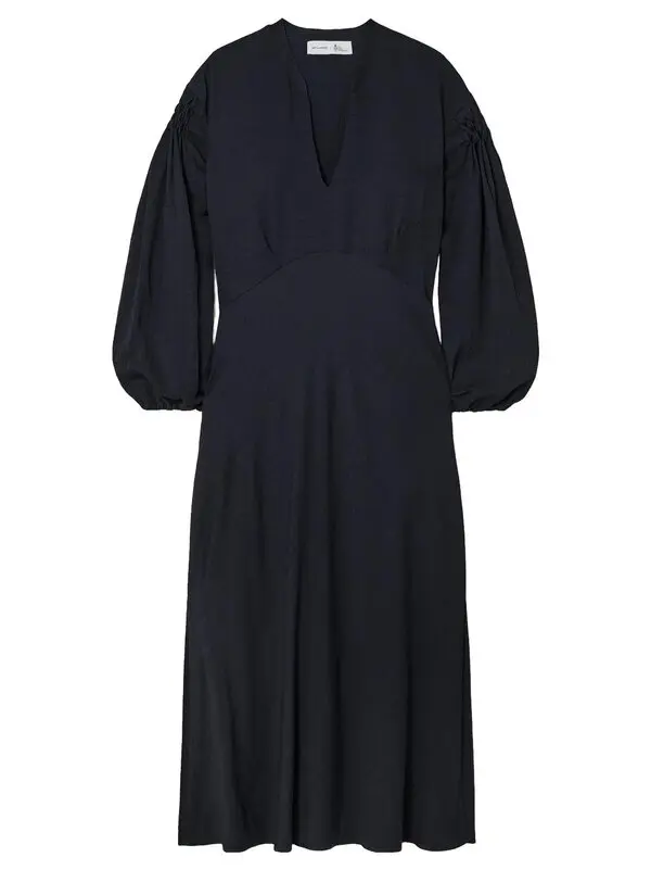 NET-A-PORTER FOR THE KING’S FOUNDATION Smocked Lenzing™ Ecovero™, Enka® And Wool-blend Midi Dress - Blue