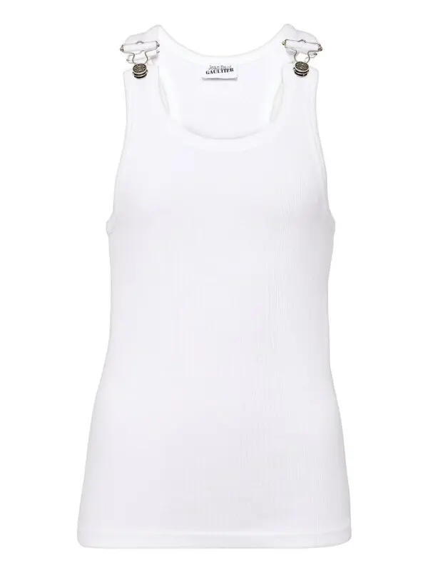 JEAN PAUL GAULTIER Ribbed-knit Cotton Jersey Tank Top - White