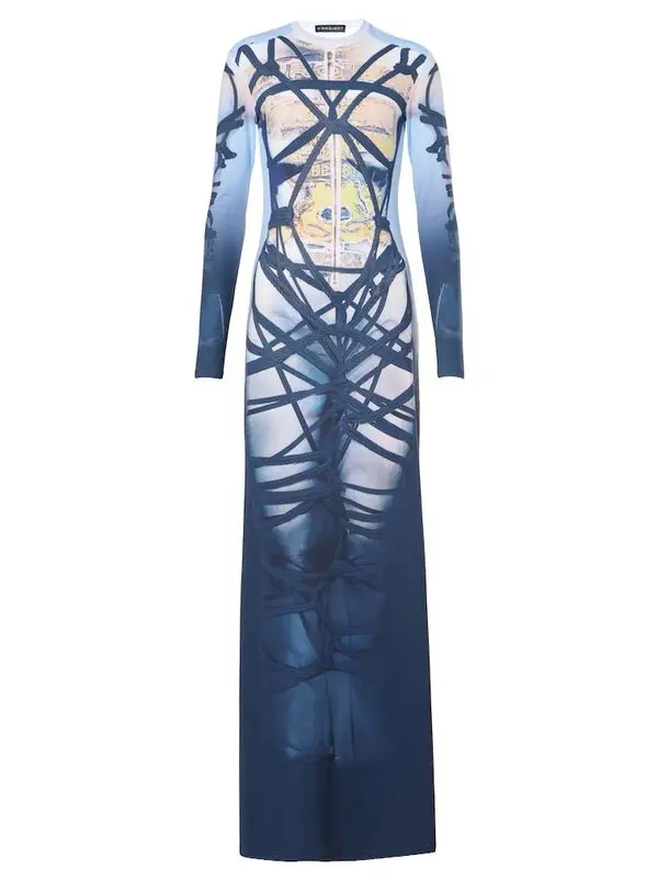 Y/project Printed Maxi Dress - Blue