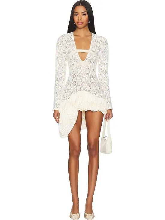 YUHAN WANG Draped Lace Dress - Ivory