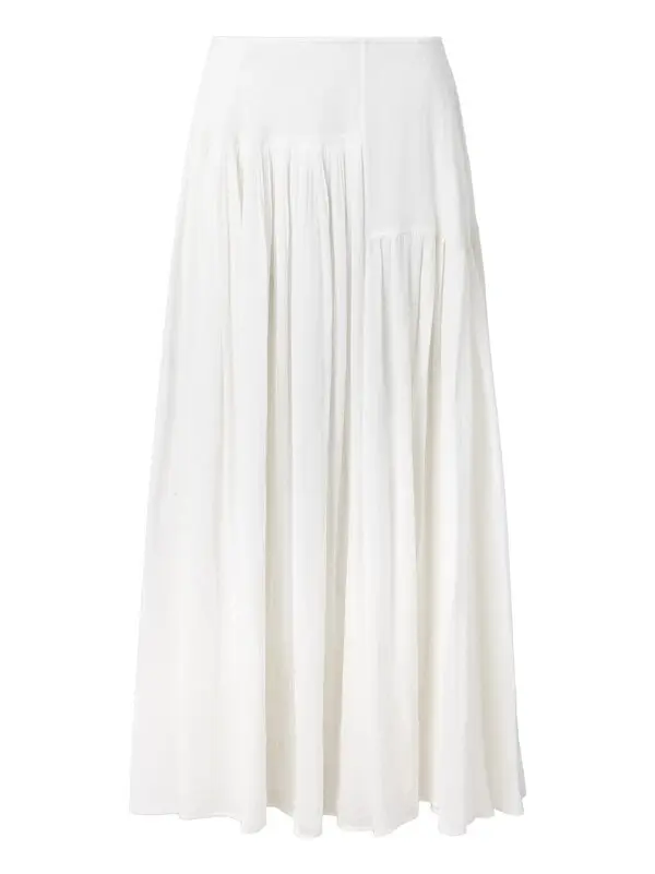 THE ROW Femke Cotton-gauze Maxi Skirt With Silk Trim - White