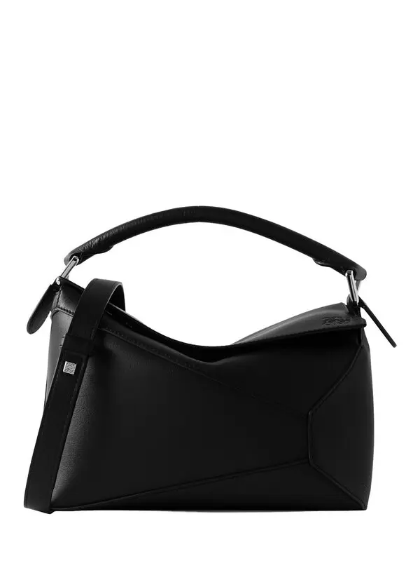 Loewe Puzzle Edge Small Textured-leather Shoulder Bag - Black