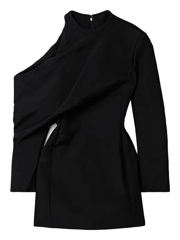 Khaite Tristan One-shoulder Draped Cady Top - Black