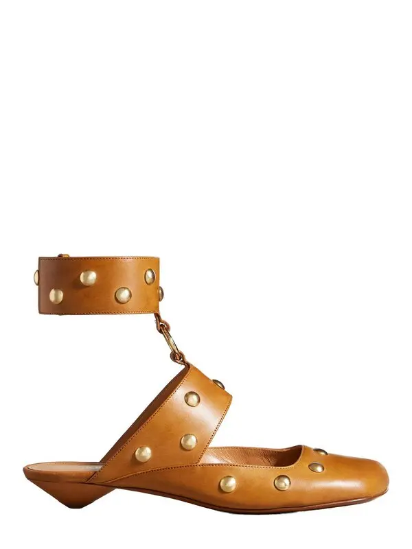 Chloé Jade Studded Leather Pumps - Brown