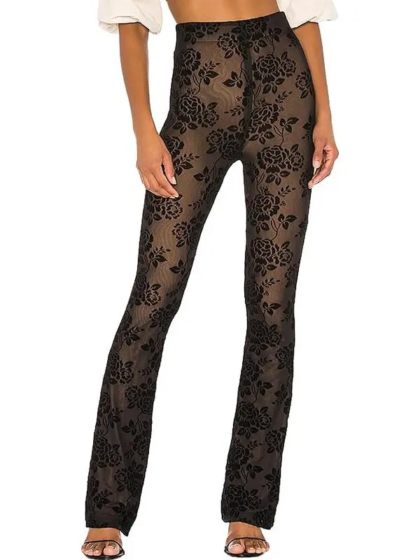 Majorelle Lars Burnout Floral Lace Trousers - Black