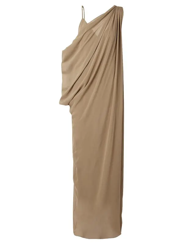 Khaite Taj Layered One-shoulder Maxi Dress - Brown
