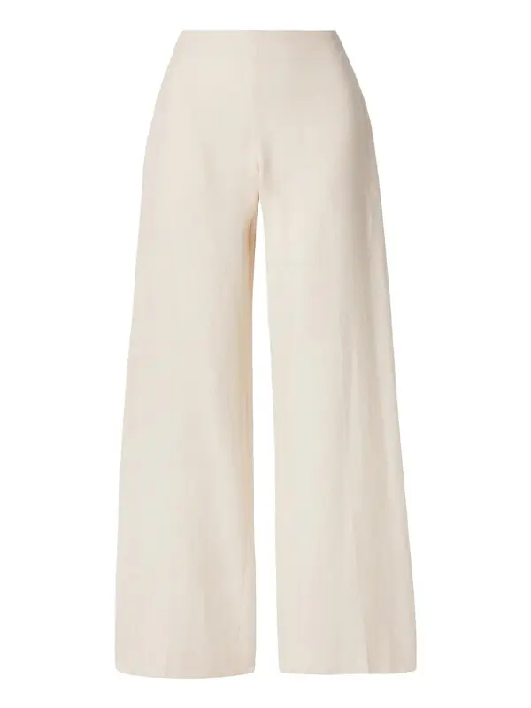 THE ROW Foulard Wide-leg Wool, Silk & Linen-blend Trousers - Neutrals