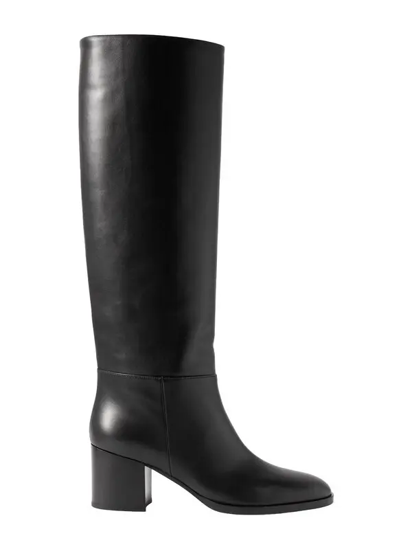 GIANVITO ROSSI Santiago 60 Leather Knee High Block Heel Boots - Black