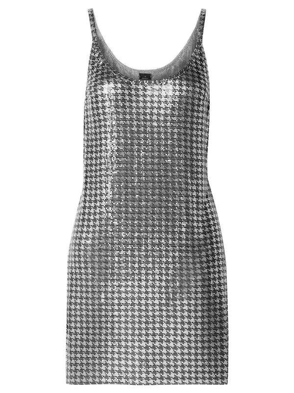 Rabanne Houndstooth Chainmail Mini Dress - Silver