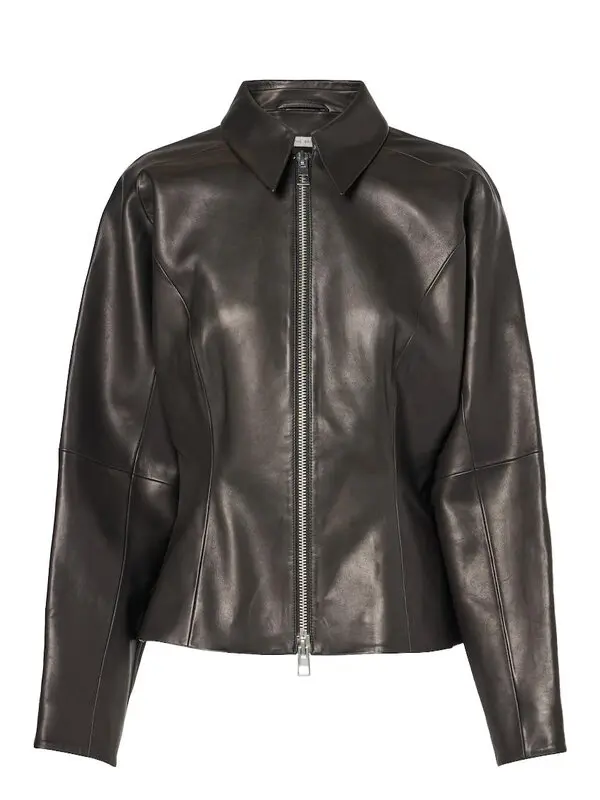 THE SEI Leather Zip-up Jacket - Black