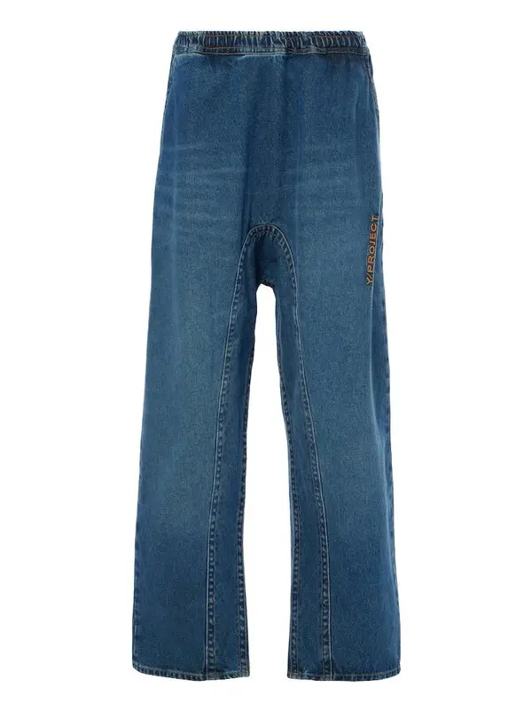 Y/project Logo Low-rise Wide-leg Jeans - Blue