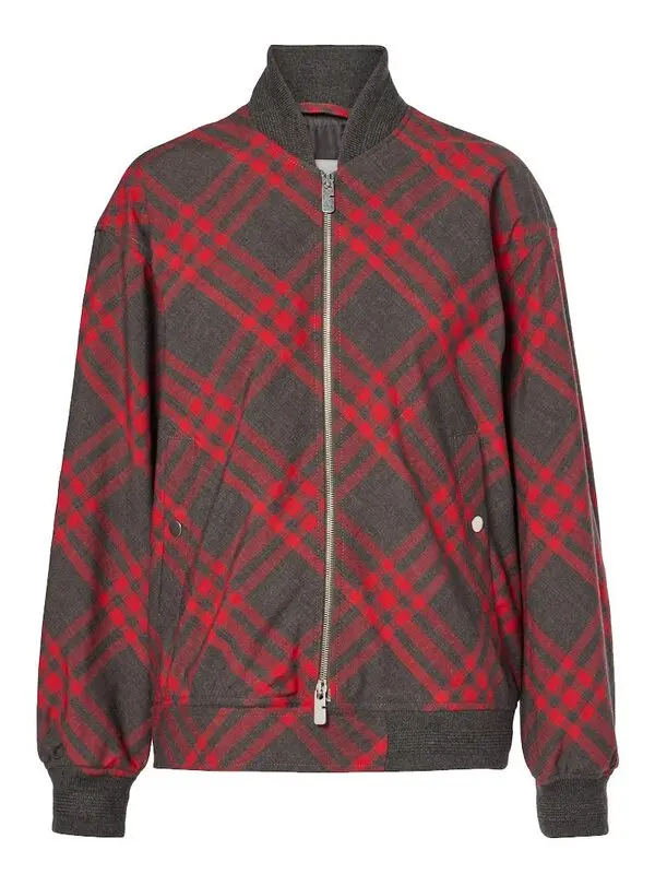 Burberry Checked Wool Blend Bomber Jacket - Multicoloured