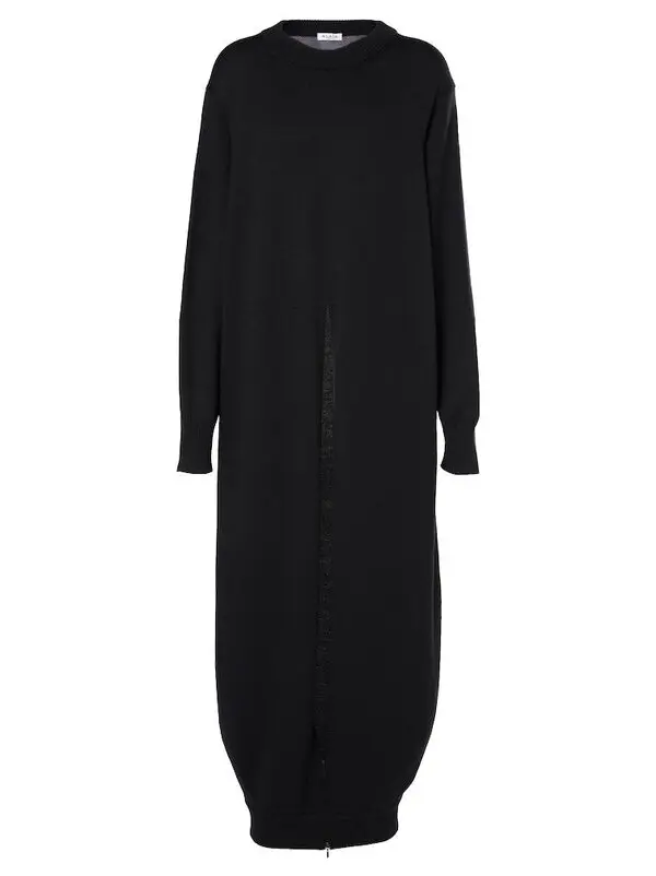 Alaïa Long-sleeved Wool Dress - Black
