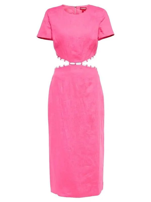 Staud Matteo Cutout Linen Midi Dress - White