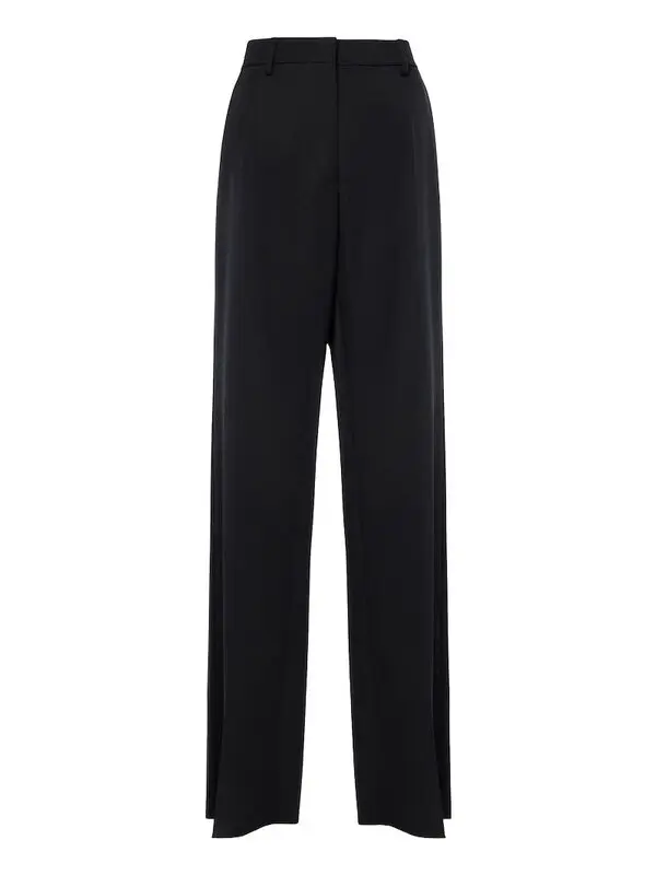 Valentino Garavani Grisaille Virgin Wool Straight Trousers - Black