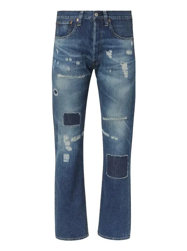 Junya Watanabe Distressed Straight Leg Jeans - Blue