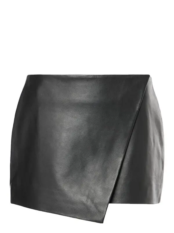 THE FRANKIE SHOP Cleo Leather Wrap Skirt - Black