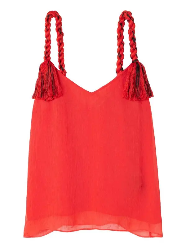 JW Anderson Tasseled Crepon Camisole - Red